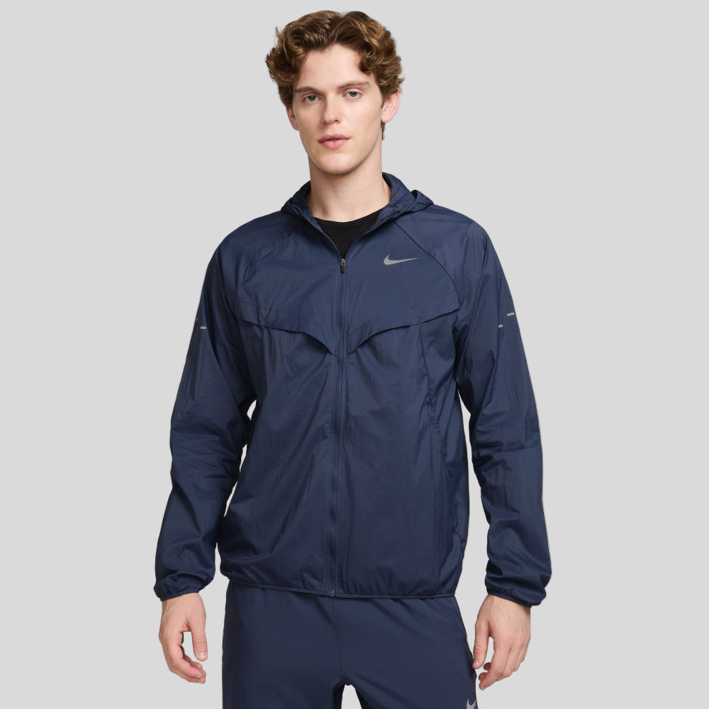 Mens Stride Repel UV Running Jacket - Thunder Blue/Reflective Silver ...